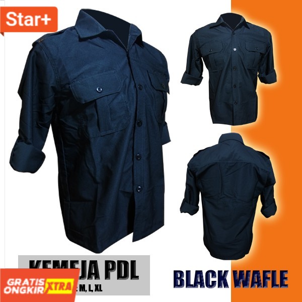 Jual XL Baju Kemeja PDL Tactical Outdoor Seragam Lengan Panjang Hitam ...
