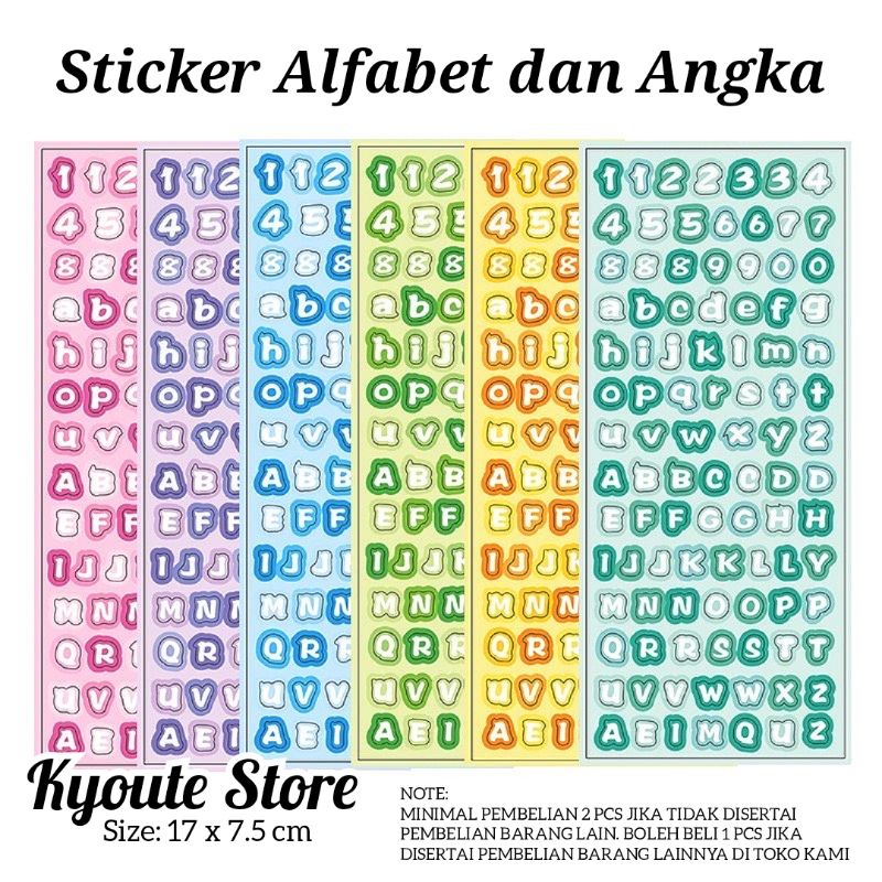Jual Sticker Sheet Alphabet Number Abjad Angka Huruf Warna Warni ...