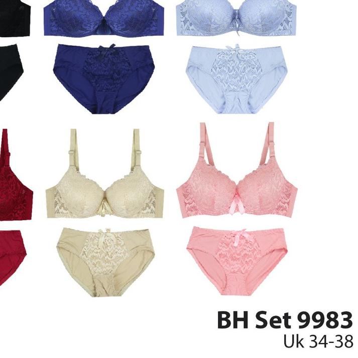 Jual ♡ TALLY Bra Set Ada Kawat Bahan Brokat Busa Tipis CUP B Kait 3 Bh Set Renda BS 9983 ☂ ...