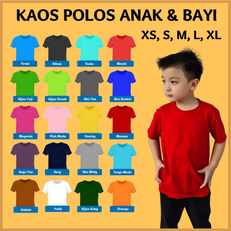 Jual Kaos Polos Anak & Bayi l Kaos Oblong Anak Katun Combed 30s | Shopee Indonesia