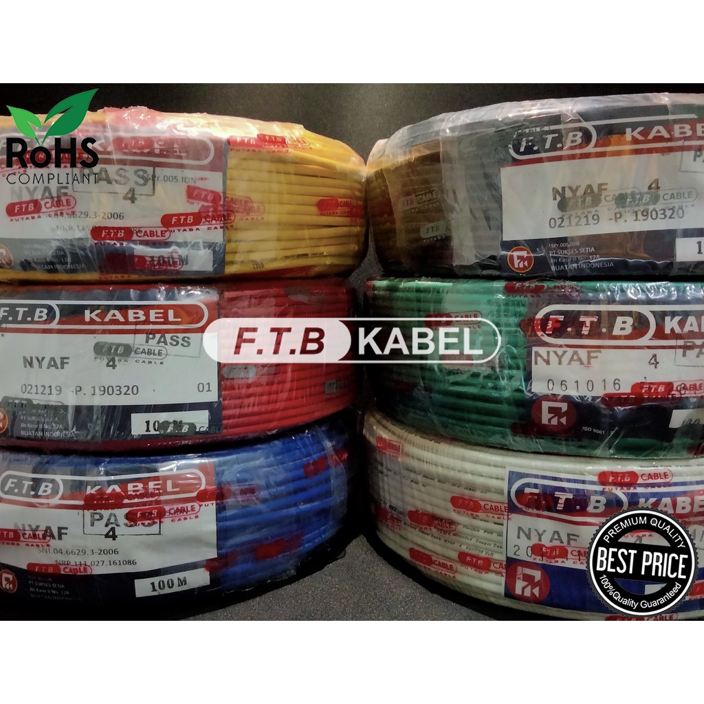 Jual SNI FUTABA KABEL NYAF 4 Sqmm 750V 100Meter ( FTB H07VK / AF / BVR 1X4mm 4mm 1x4Sqmm 1x4 ...