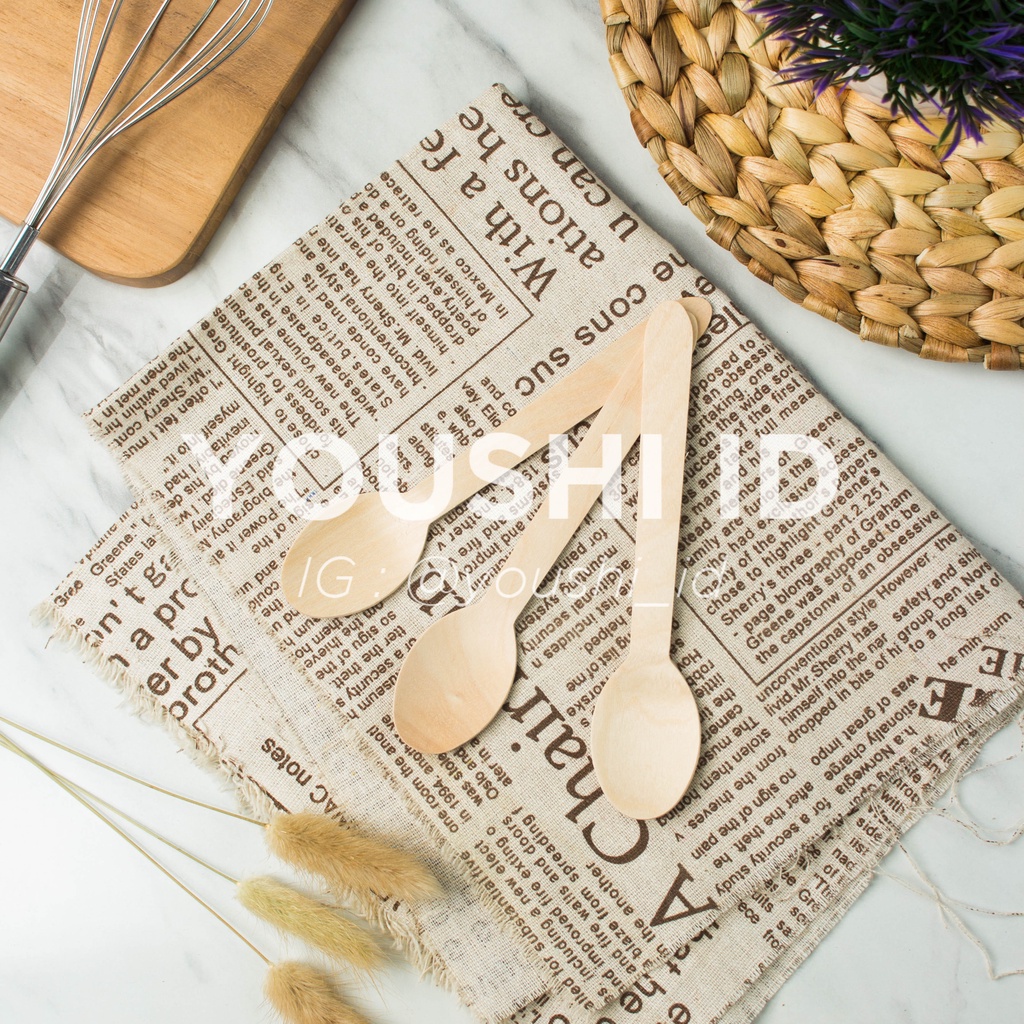 Jual (20pcs)Sendok Kayu Sekali Pakai/Sendok Dessert Mini/Sendok Kue ...