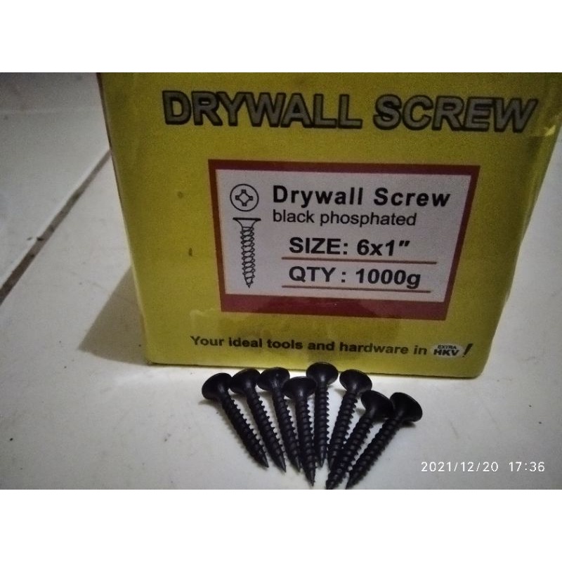 Jual Sekrup Gypsum Baja / Baut Skrup Kayu Drywall Screw 900gr 1 kotak 1 inch hitam | Shopee ...