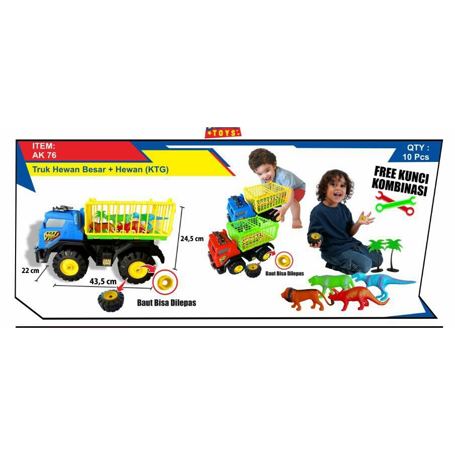 Jual AK76 - Mainan Truk Hewan Sangat Besar + Hewan Ukuran 43.5 cm AK-76 ...