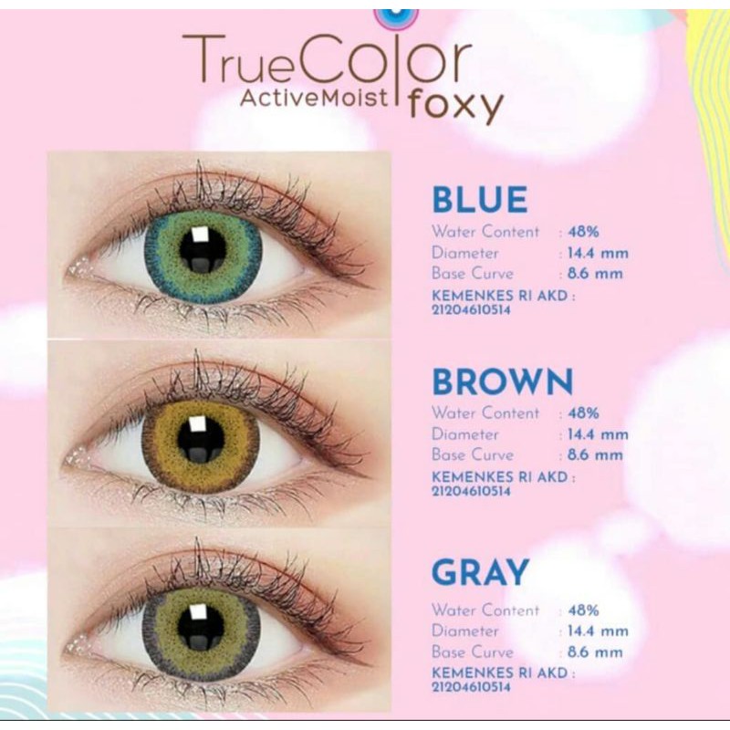 Jual Soflens True Color Foxy Mirip Softlens Nobluk Warna abu-abu biru ...
