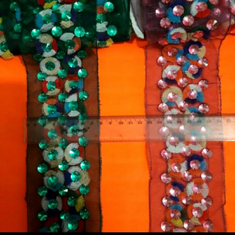 Jual PER METER,RENDA DIAMOND DASAR TILE HIJAU DAN FANTA LEBAR 8CM ...