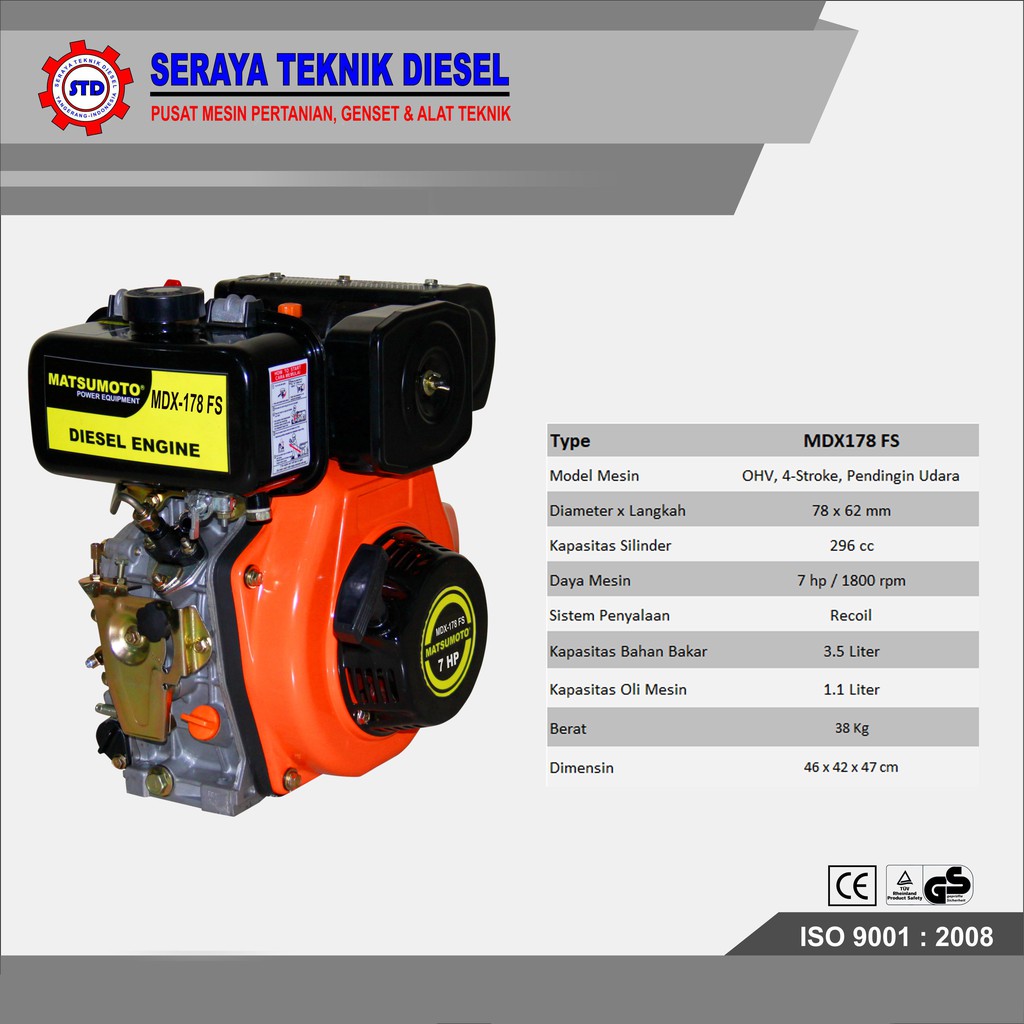 Jual MESIN PENGGERAK SOLAR 7 HP PUTARAN LAMBAT 1800 RPM | Shopee Indonesia