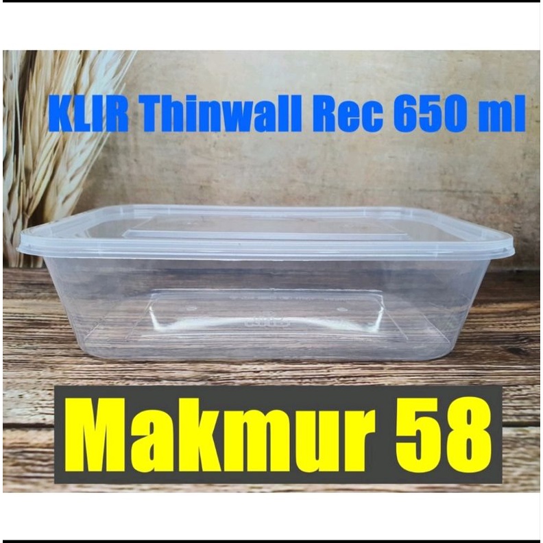Jual Eceran Thinwall Rectangle Persegi 650 Ml Box Plastik Wadah