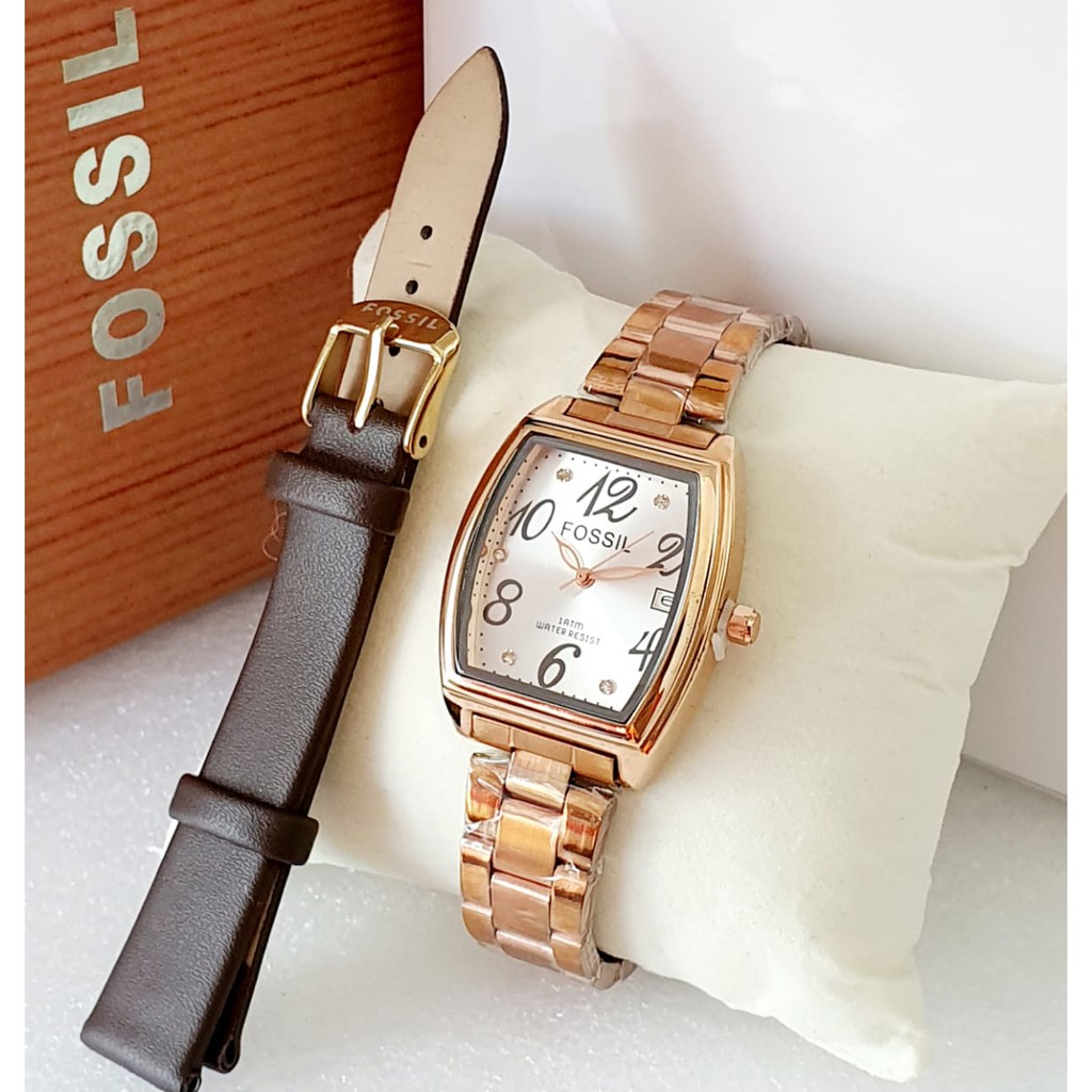 Jual Jam Tangan Wanita Rantai Model Kotak Free Strap Dan Box | Shopee ...