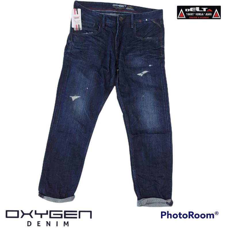 Jual OXYGEN Original Denim Ripped Jeans Slim Fit- Dark Blue (OXN-186 ...