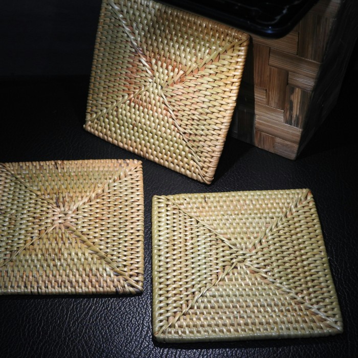 Jual Tatakan Gelas Anyaman Ketak / Rotan Ate Tahan Panas & Air ...