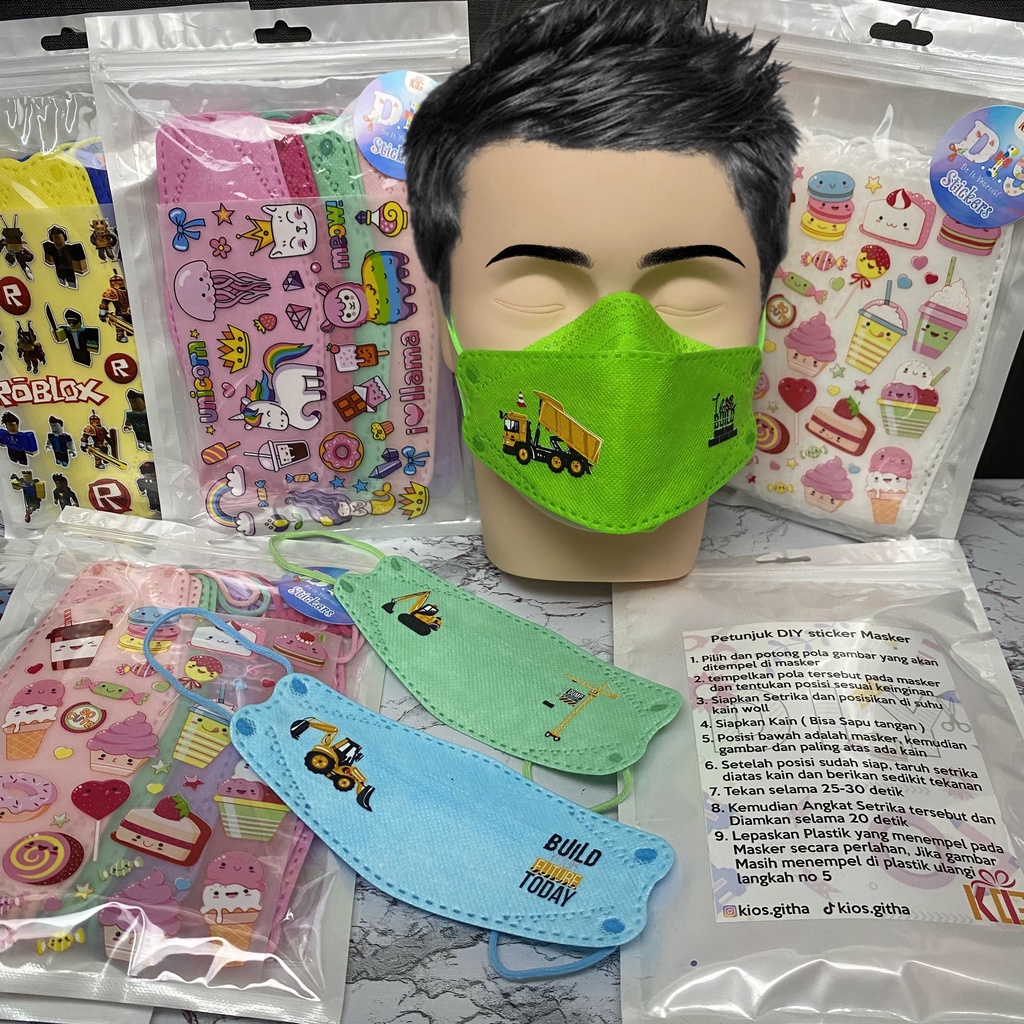 Jual Masker Anak KF94 Stiker / Sticker taruh gambar Sesuai Selera Pakai ...