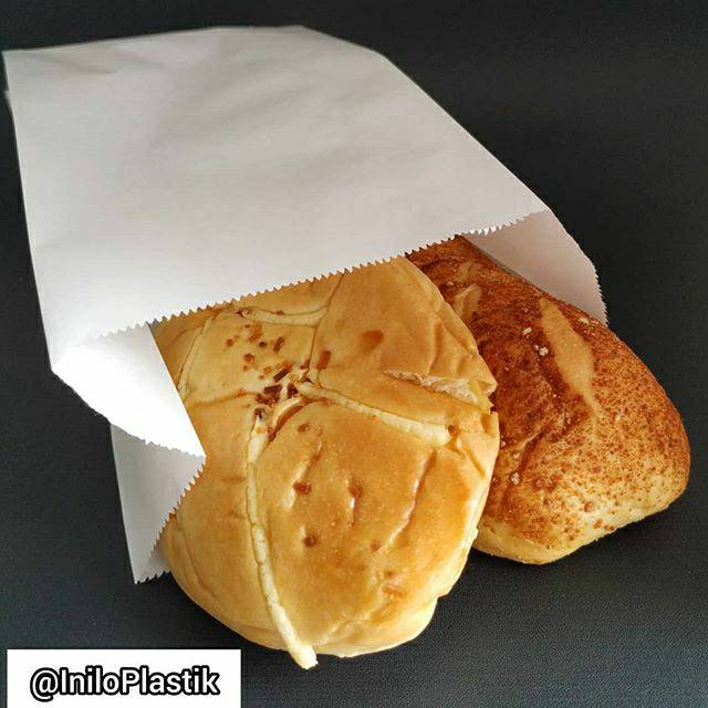 Jual @100Pcs Paper Bag Flat Kantong Kertas Putih Makanan Gorengan Roti ...