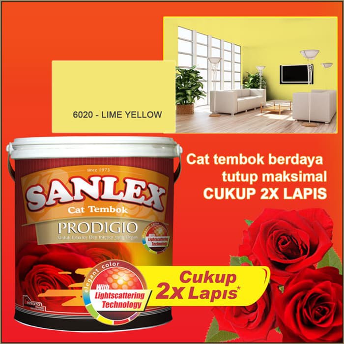 Jual Cat Tembok SANLEX PRODIGIO Warna 6020 LIME YELLOW Kemasan Galon 5 ...