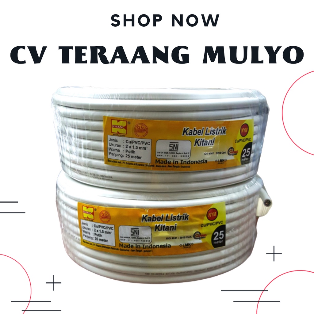 Jual Kabel Engkel Isi 2 Kabel NYM 2x1.5 mm 25 meter KITANI | Shopee ...