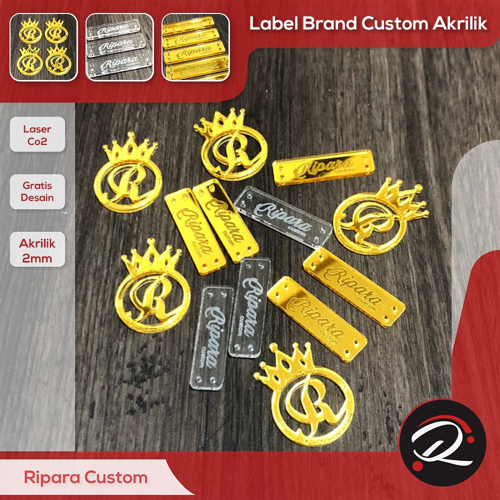 Jual (ISI 50 PCS) Label Merek Cutting Akrilik Label Hijab Label Baju ...