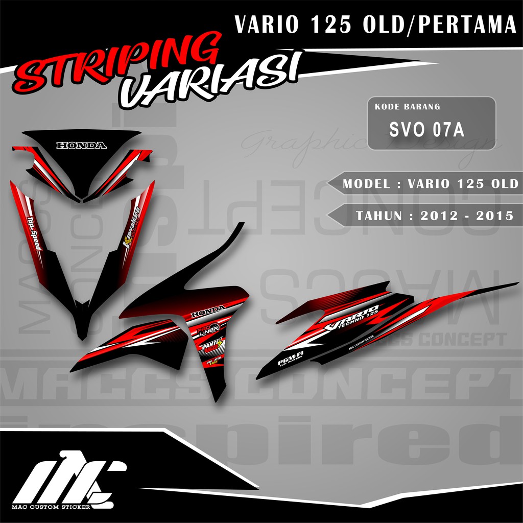 Jual STIKER STRIPING VARIO 125 OLD - VARIO TECHNO 125 - SVO 07 - VARIO HITAM | Shopee Indonesia