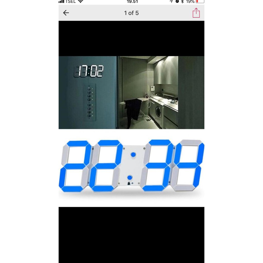 Jual Jam Dinding Digital LED Besar Tampilan Waktu 12/24 Jam - Biru ...
