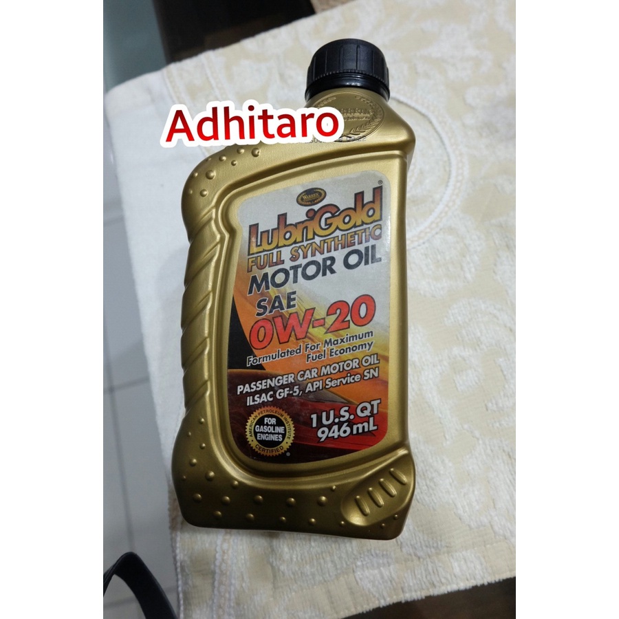 Jual Oli Lubrigold Full Synthetic SAE 0W-20 ukuran 946ml made in USA ...