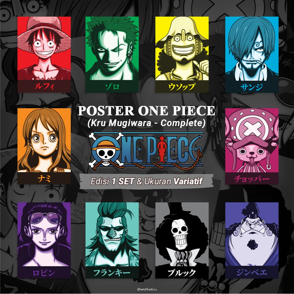 Jual Poster One Piece Komplit - Kru Mugiwara (Variatif Size & Color ...