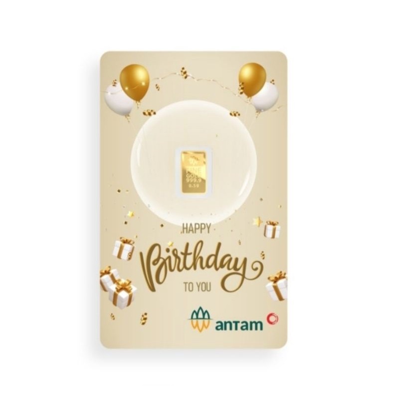 Jual Logam Mulia Emas Antam Gift series Happy Birthday | Shopee Indonesia