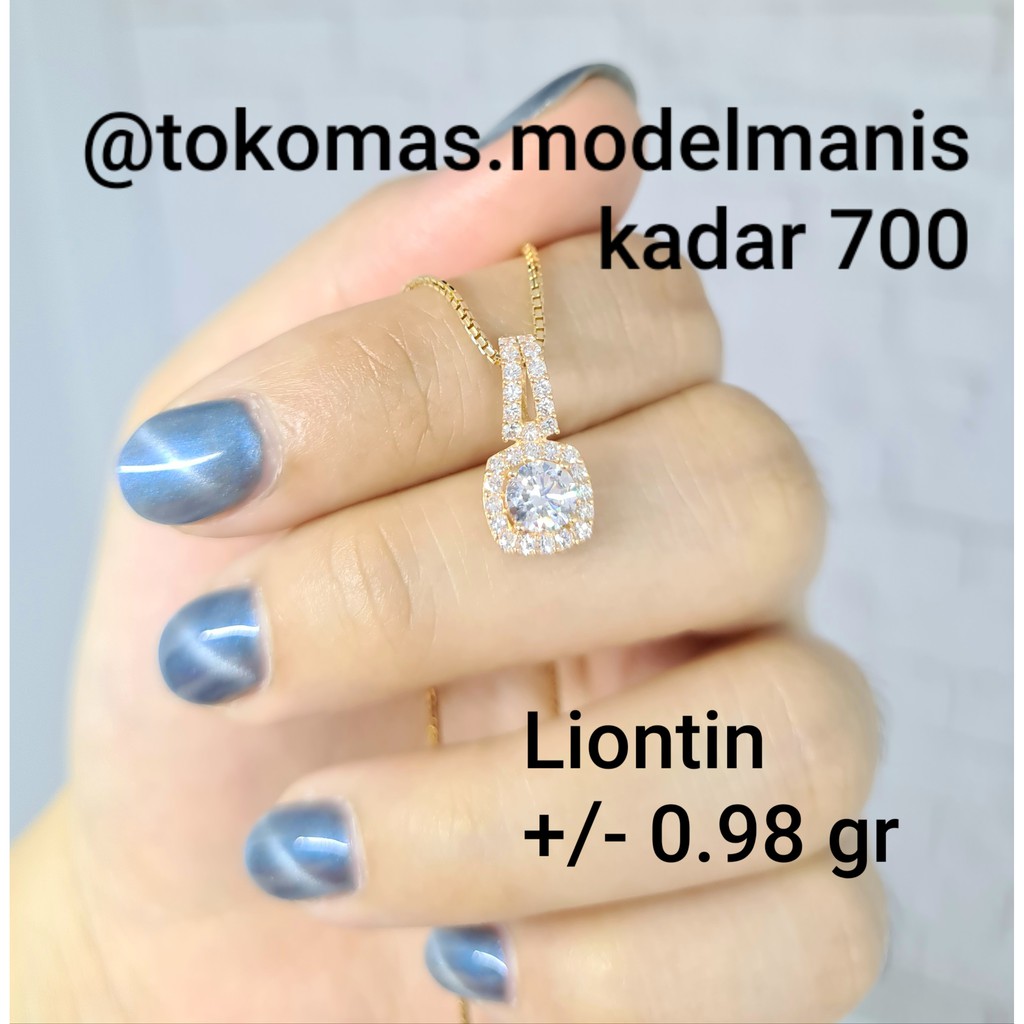 Jual Liontin diamond looks kotak emas kuning 700 kadar 16 K | Shopee ...