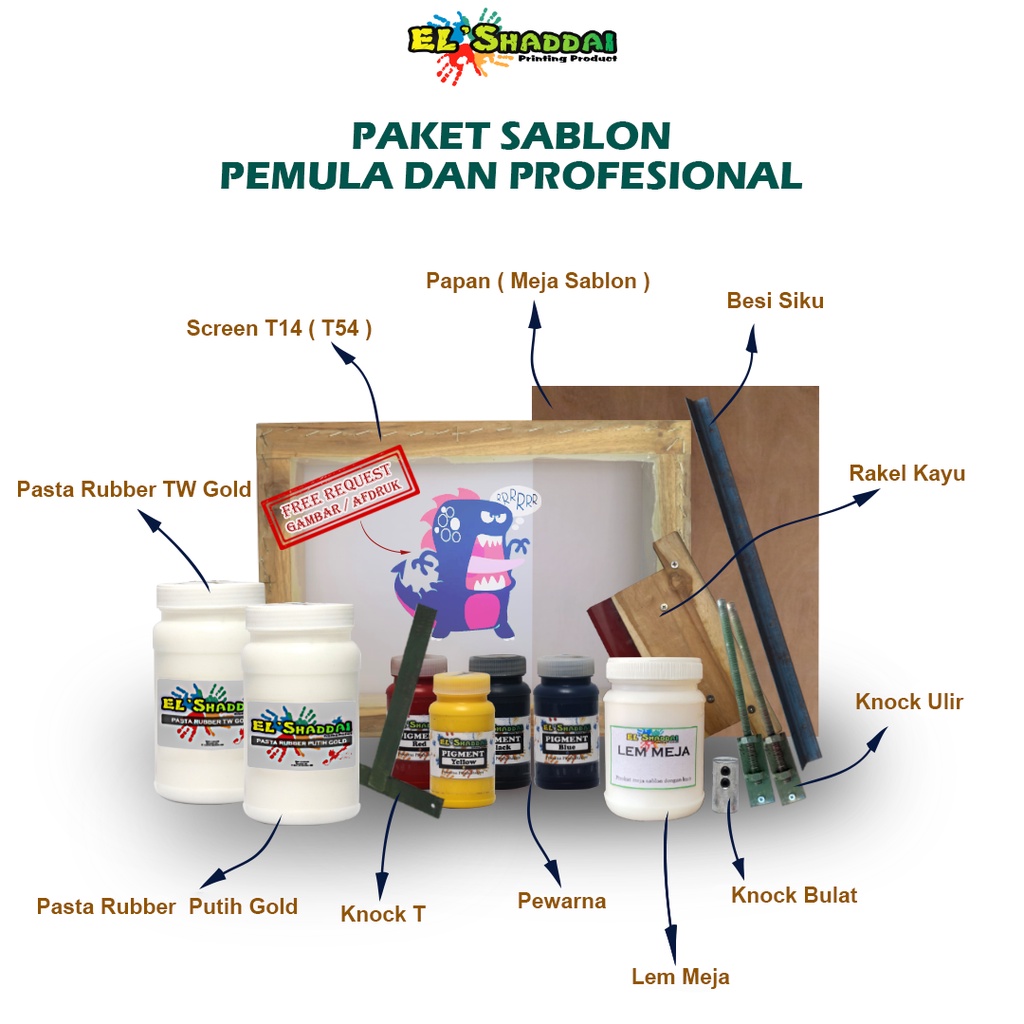 Jual Paket sablon kaos rubber untuk pemula dan PROFESIONAL | Shopee ...