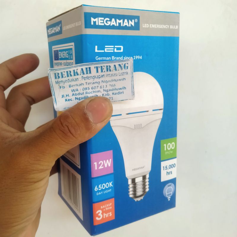 Jual LAMPU LED EMERGENCY MEGAMAN 12watt BULB 6500K DAY LIGHT 100Lument ...