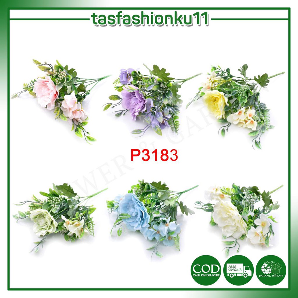 Jual TF Grosir Bunga - ARTIFICIAL FLOWER MAWAR BUNGA ROSE MIX 5 Cabang ...