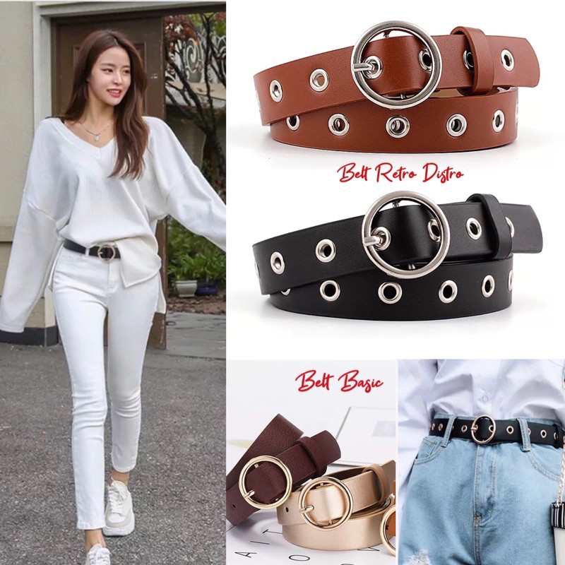 Jual Ikat Ban Pinggang kulit Wanita ring belt ( BESI ) basic retro ...