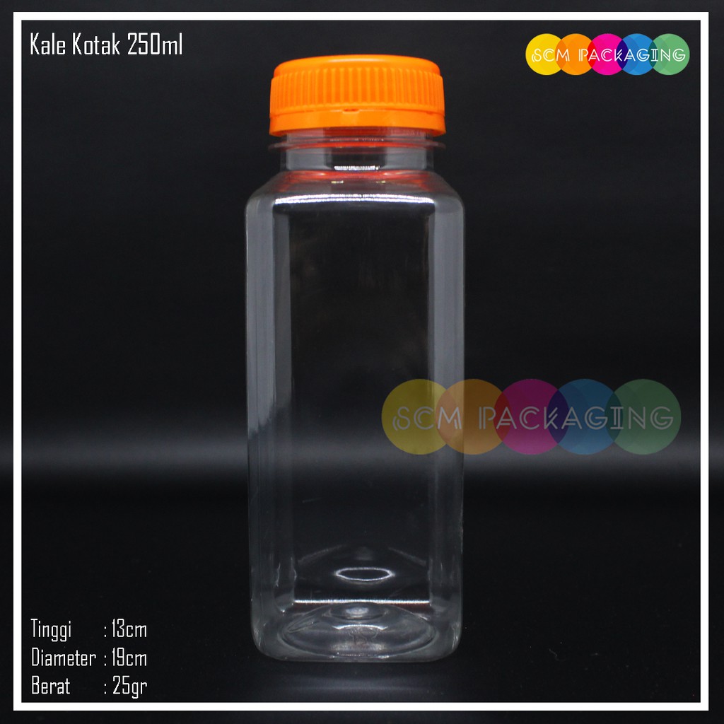 Jual botol plastik kale kotak square 250ml kalle kemasan minuman kopi ...