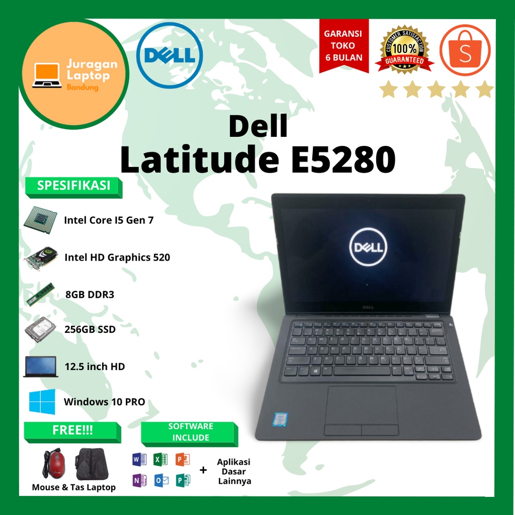 Jual Dell Latitude E5280 i5 Gen 7 Ram 8/256 SSD Laptop Second Murah ...