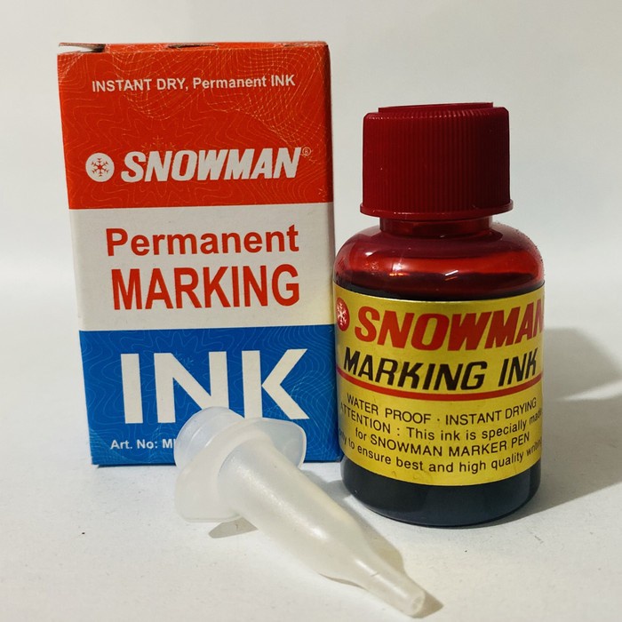 Jual Tinta merek Snowman Permanent Ink warna Merah | Shopee Indonesia