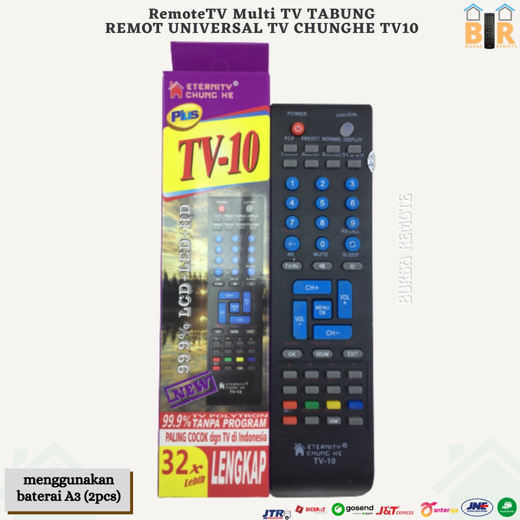 Jual Remot / Remote TV Multi Universal LCD LED Tabung Chung He TV-10 / ecer dan grosir | Shopee ...