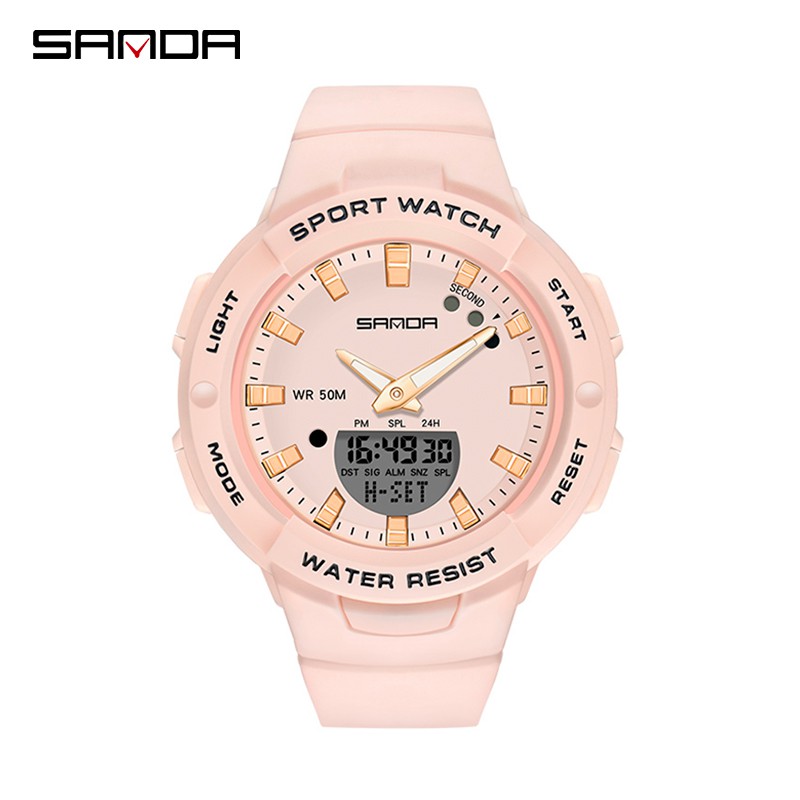 Jual SANDA 6005 Jam Tangan Wanita Pria Digital Analog Tali Rubber Chronograph Anti Air | Shopee ...