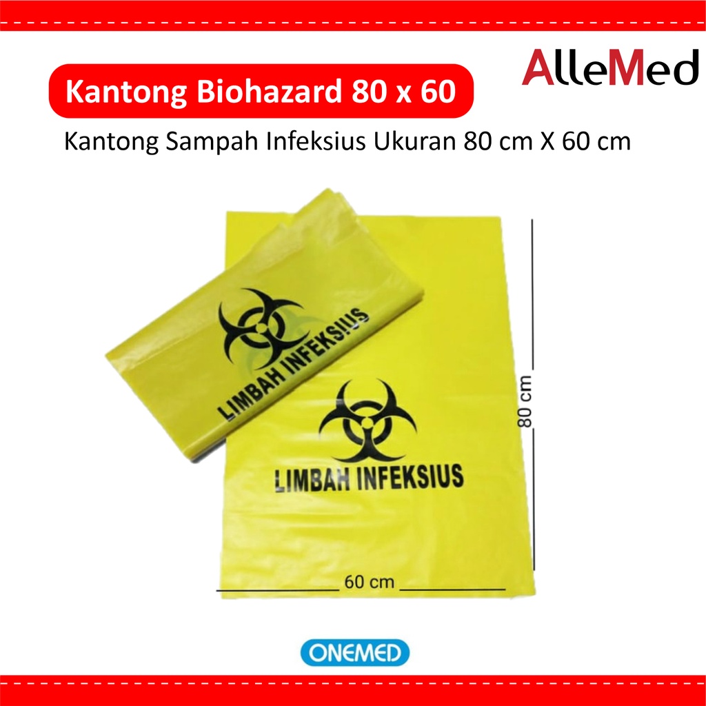 Jual OneMed Kantong Plastik Sampah Medis Infeksius Biohazard 80 x 60 cm ...