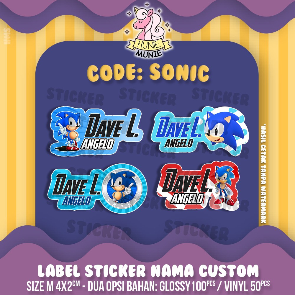 Jual Sticker Label Nama Custom - Sonic (100pcs) Stiker | Shopee Indonesia