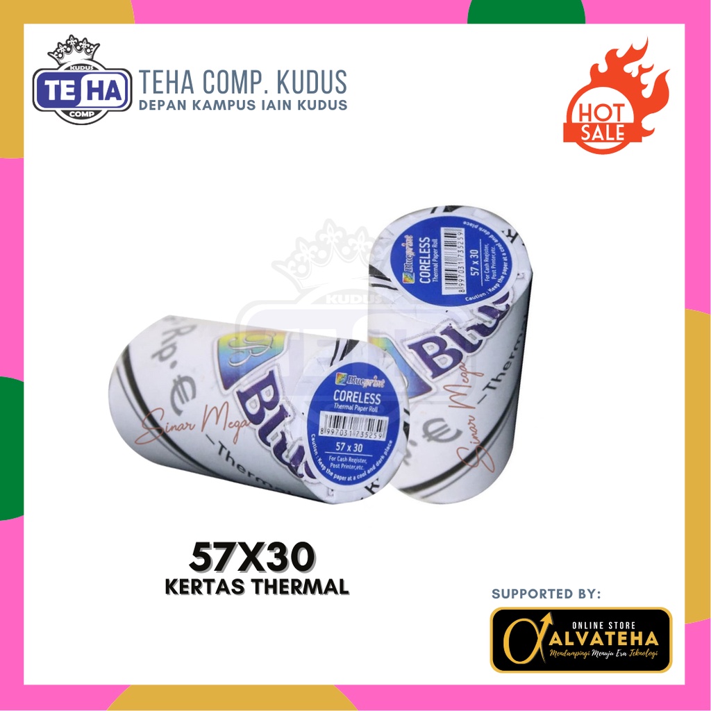 Jual Kertas Thermal Paper BLUEPRINT Printer Kasir Struk Nota Termal 55 ...