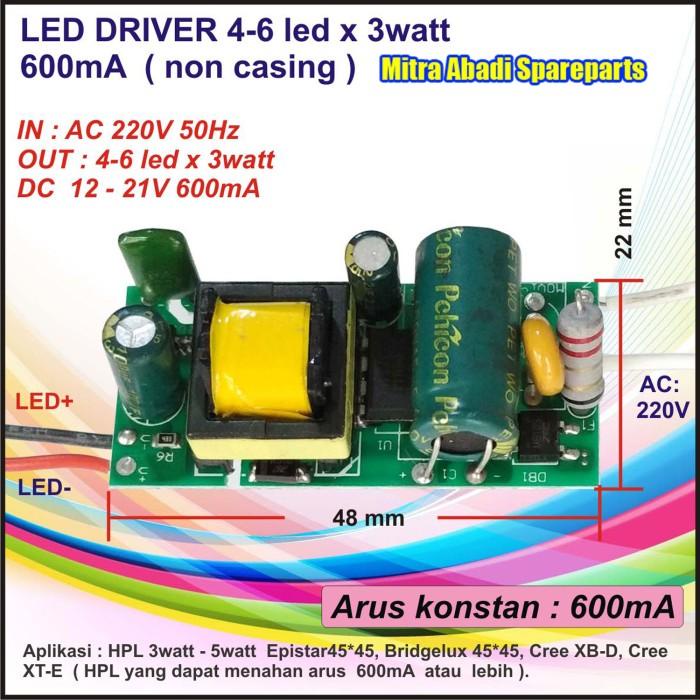 Jual LED Driver (4-6)*3W/3 Watt HPL 600 mA non-Casing AC 220V | Shopee ...