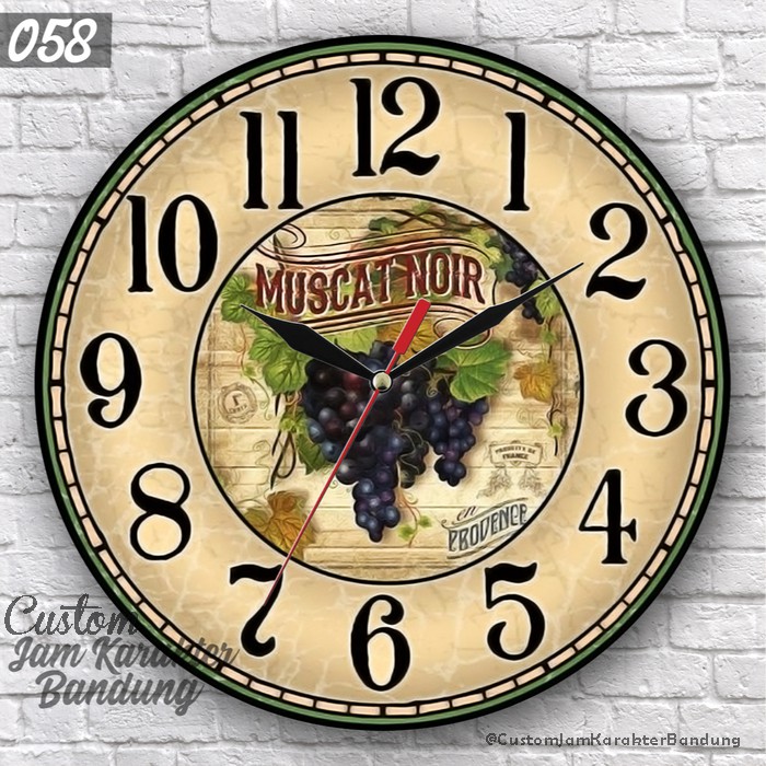 Jual 058 Jam Dinding Unik Cantik Motif Buah Anggur Grapes - Jam ...