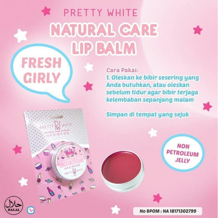 Jual Dijual LIP BALM PRETTY WHITE NATURAL CARE BPOM PEMERAH BIBIR ...