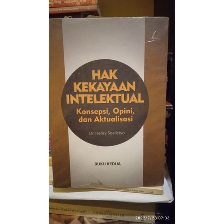 Jual buku hak kekayaan intelektual konsepsi opini dan aktualisasi - buku kedua ready - ori ...