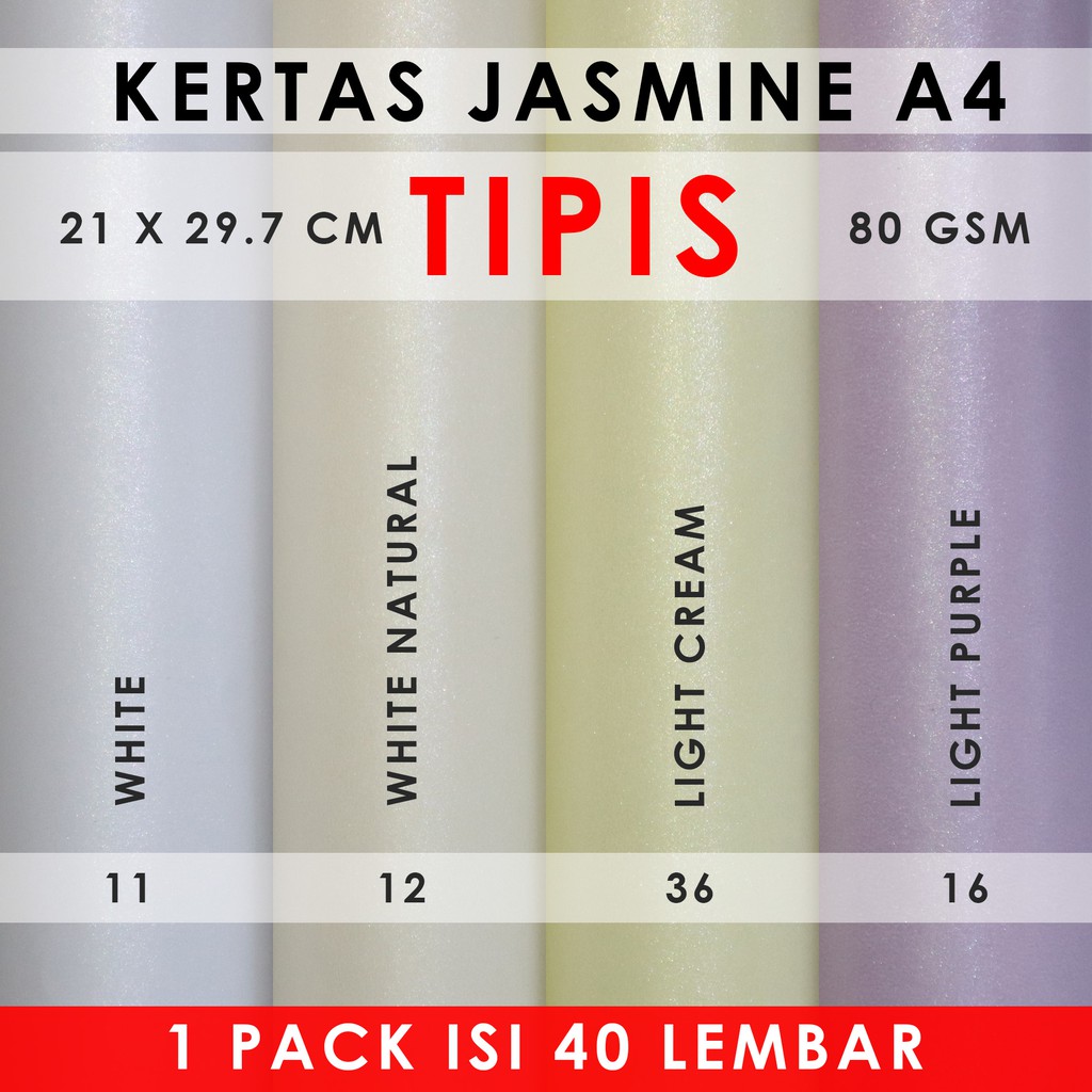 Jual Kertas Jasmine A4 TIPIS 80 gsm Warna Undangan Paper Flower KLAVA ...