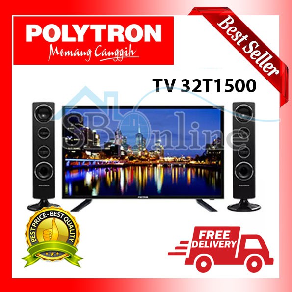 Jual TV LED Polytron 32T1500 Plus Speaker Tower | Shopee Indonesia