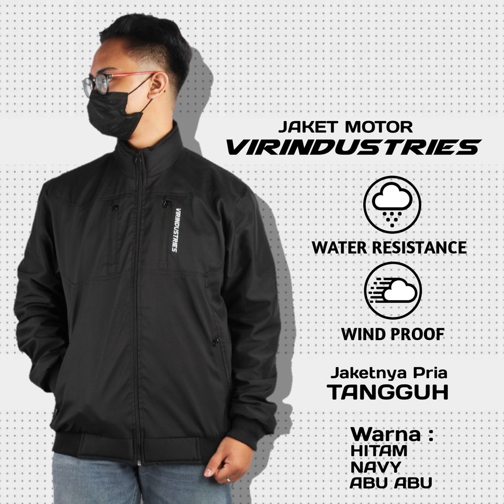 Jual Jaket Motor Pria Anti Angin Bahan Bonding Micro Jaket Water ...