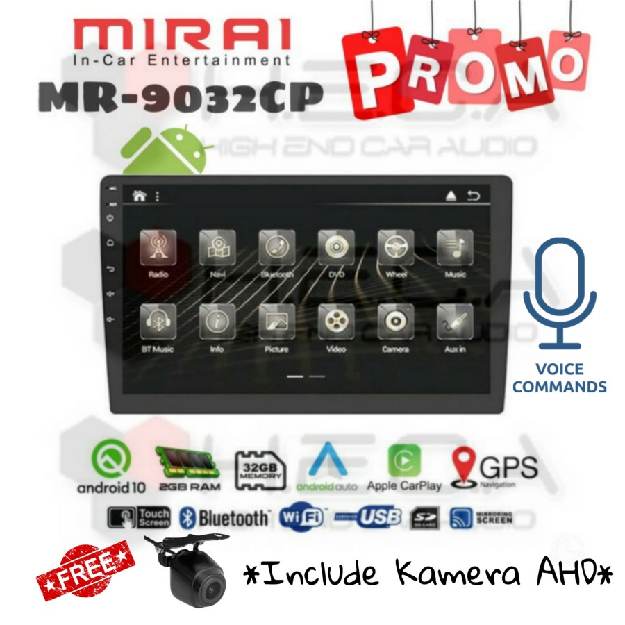 Jual MIRAI MR-9032CP Android 9" Head Unit Double din MR-9032 CP + Cam AHD | Shopee Indonesia