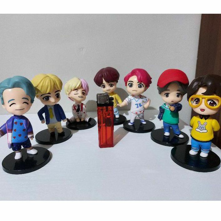 Jual Murah> BTS JUMBO TINGGI 12 CM SET 7 PCS IDOL BTS TINY TAN MIC DROP ACTION FIGURE SET ...