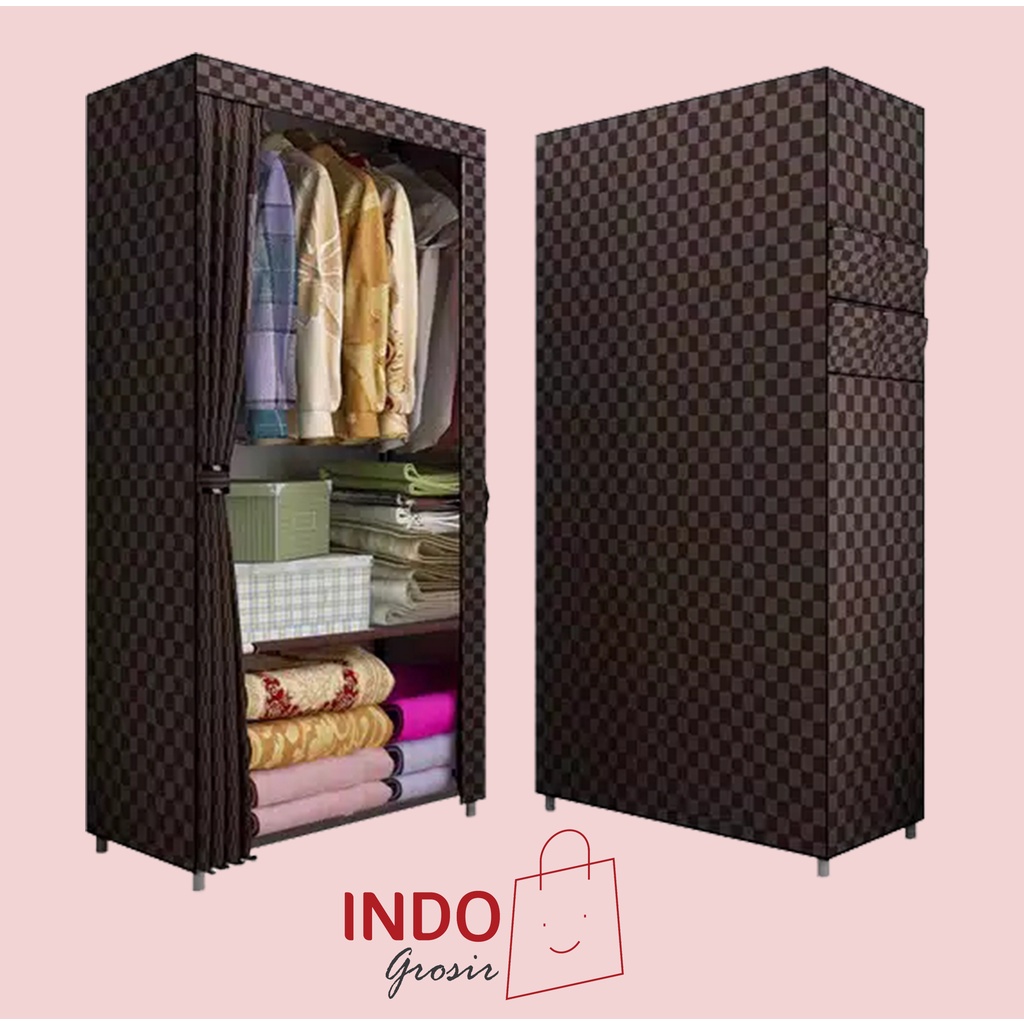 Jual Indo Lemari Pakaian Rak Baju Lemari Kain Lemari Susun Rak Besi ...