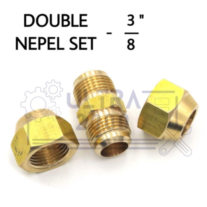 Jual Double Nepel Set 3/8 / Nepel Ac Dobel Double Mobil Angin Kompresor ...