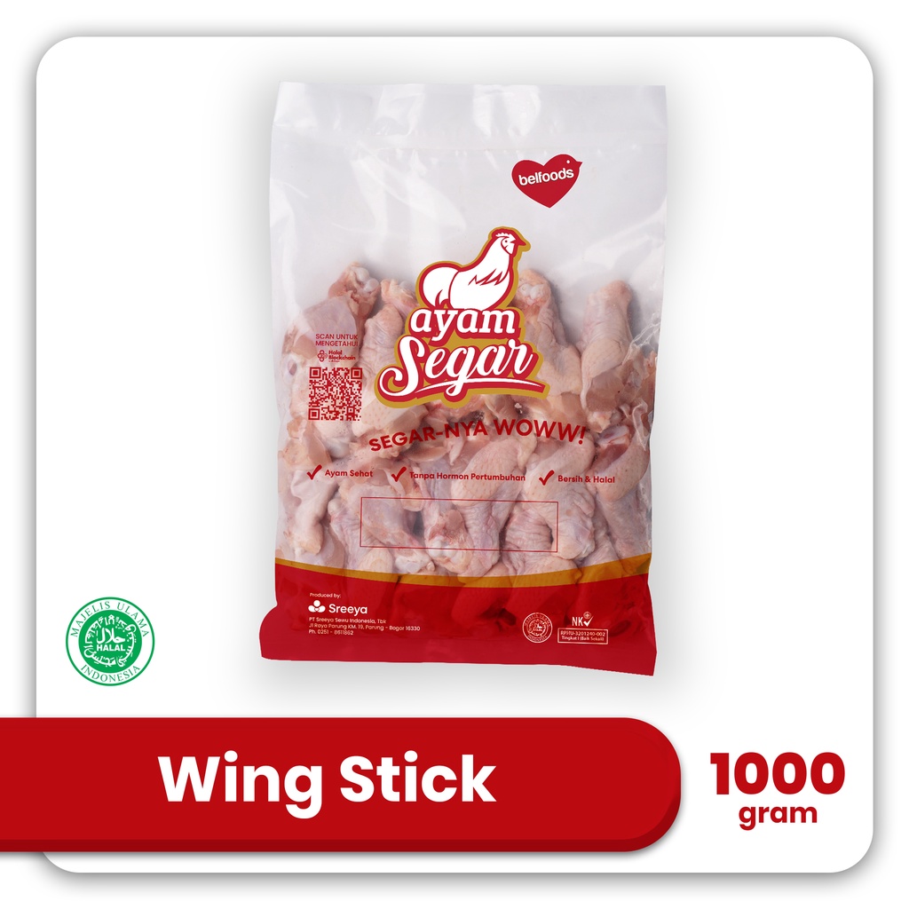 Jual SAYAP PENTUNG AYAM SREEYA 1KG WING STICK BELFOODS HALAL MUI ...